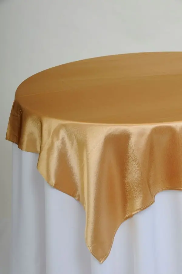 Linen Overlay Gold Satin 1.35m x 1.35m - Insphire | Wedding, Party and ...